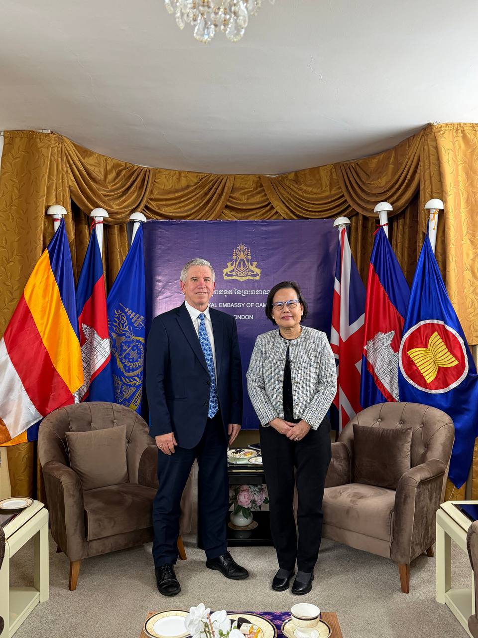 Ambassador Tuot Panha, accompanied by Mr. Hang Sochivin, Commercial ...